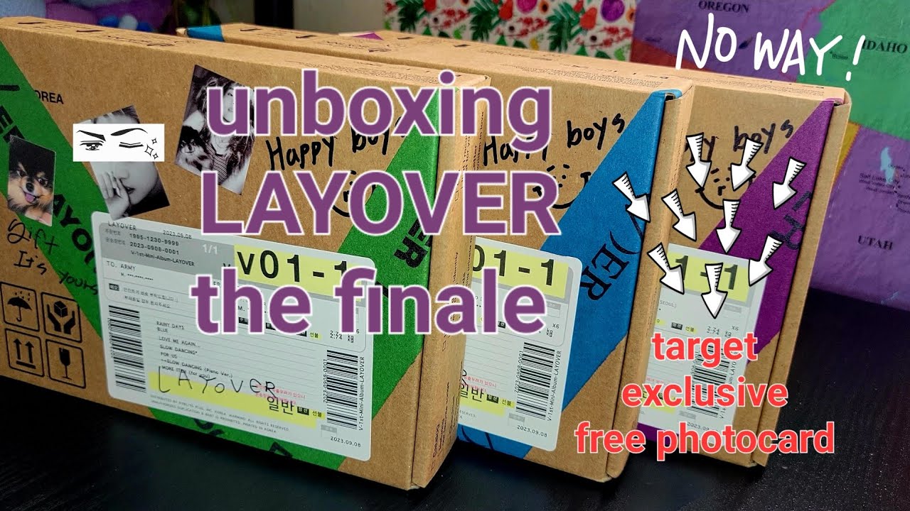 LAYOVER BY V OF BTS target exclusive, free photocard, UNBOXING 💜 ver 3 ...