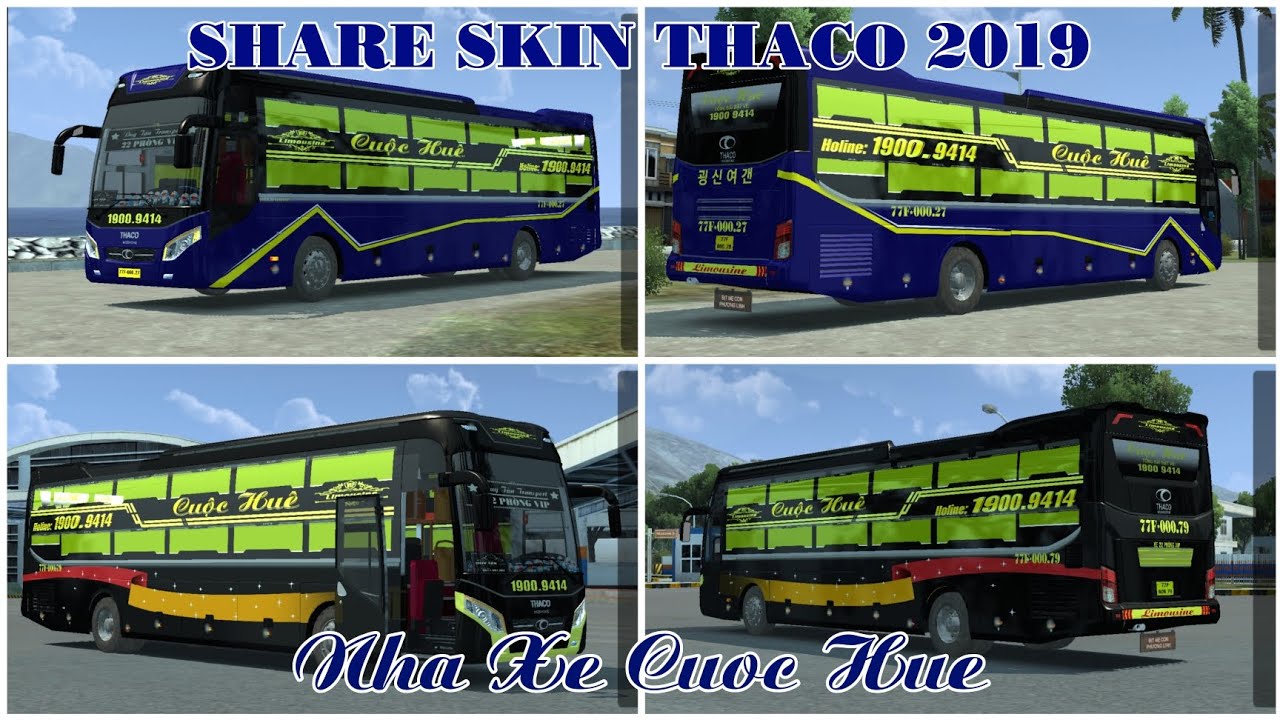 Share 2 skin Thaco 2019 nhà xe Cuộc Huê cho mấy lị trải nghiệm - YouTube