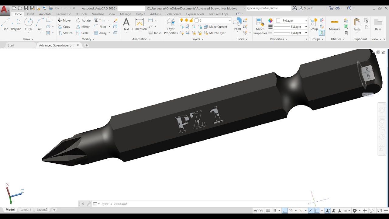 Advanced Screwdriver bit pz 1 modeling in autocad by (ⓐⓤⓣⓞⓒⓐⓓⓒⓜⓓ) - YouTube