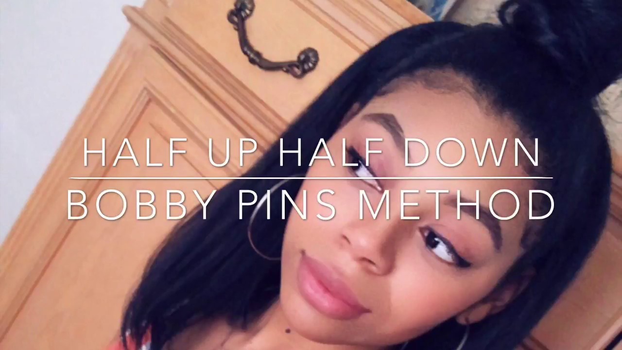 HALF UP HALF DOWN- BOBBY PINS METHOD - YouTube