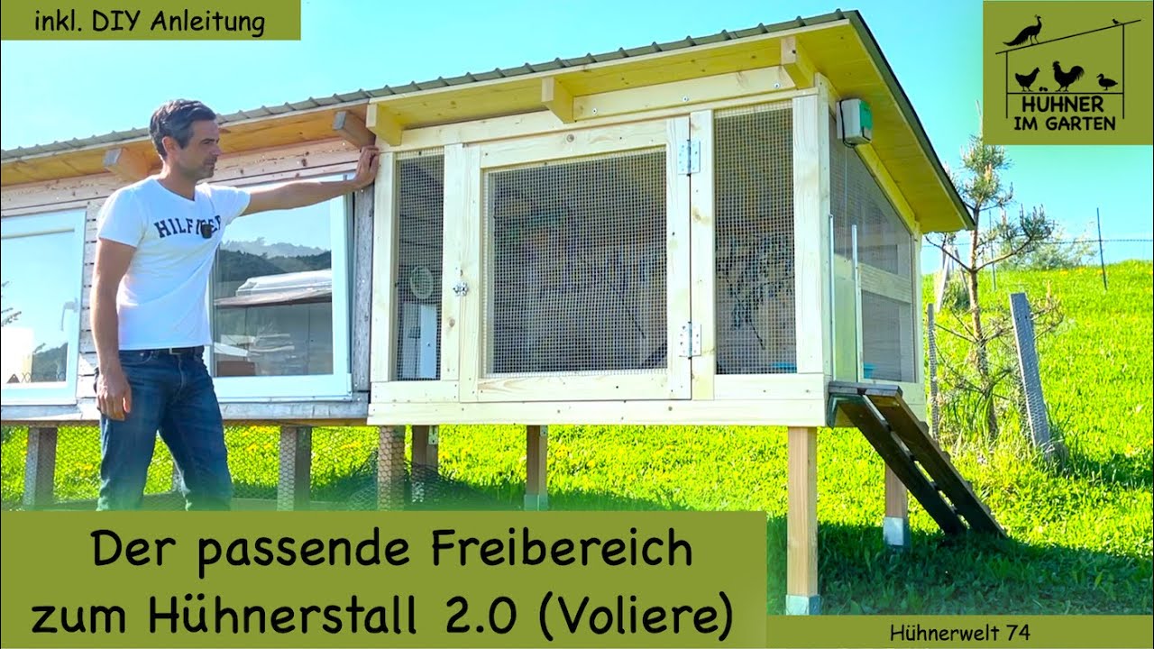 Premium 1,5m2 VOLIERE passend zum Hühnerstall 2.0 inkl. DIY Anleitung ...