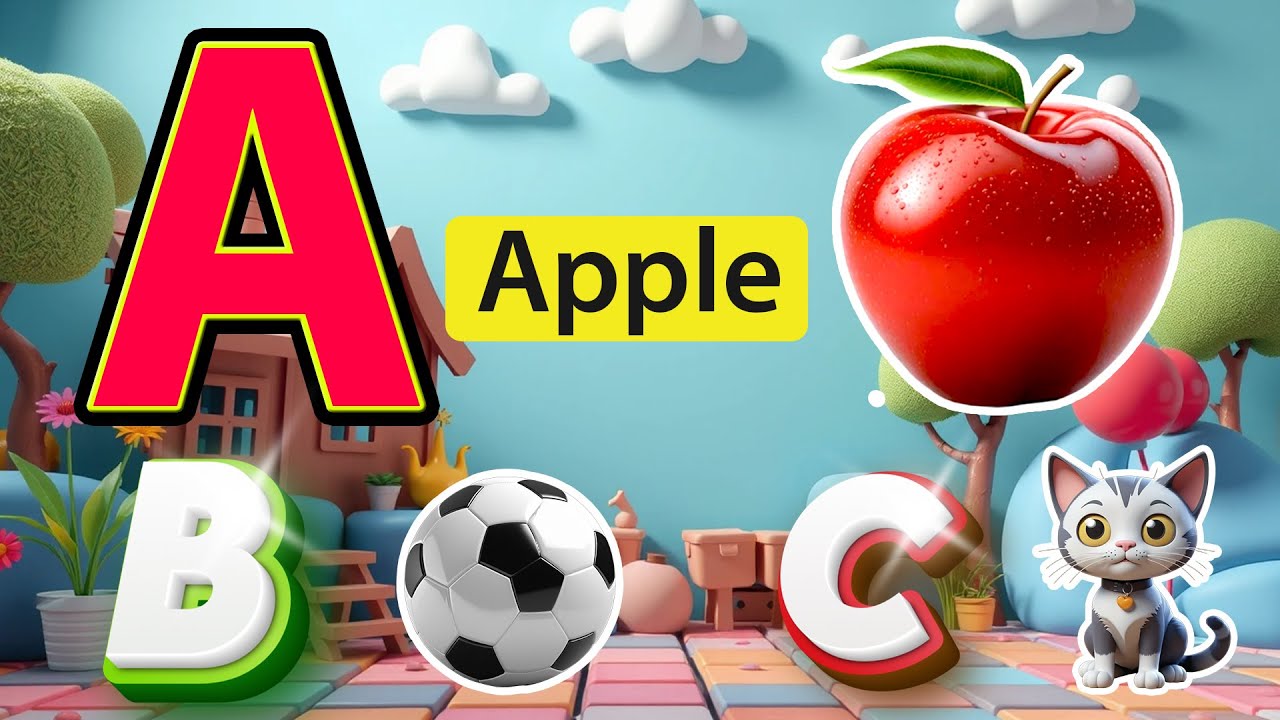 A is for Apple A B C | Learn ABC with Music Colorful 3D Animation Fun ...
