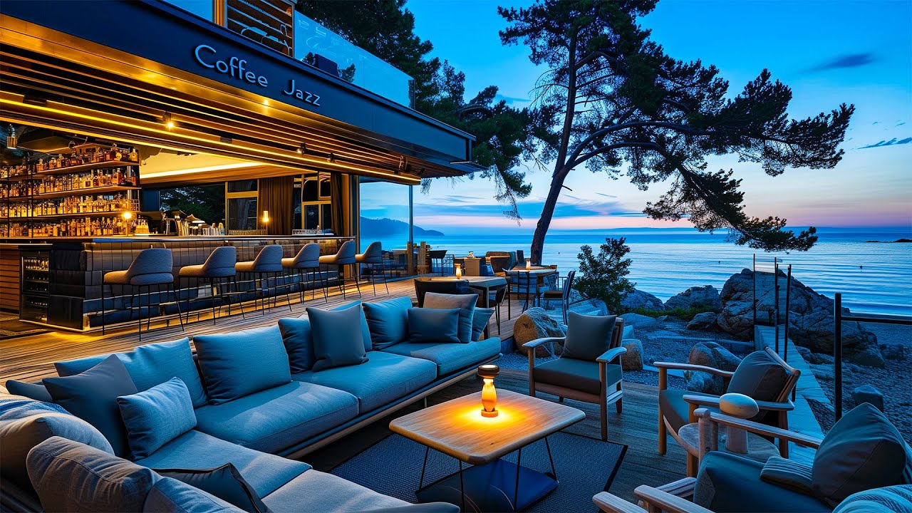 Weekend Relaxation at Luxurious Seaside Coffee Shop with Soft Jazz ...