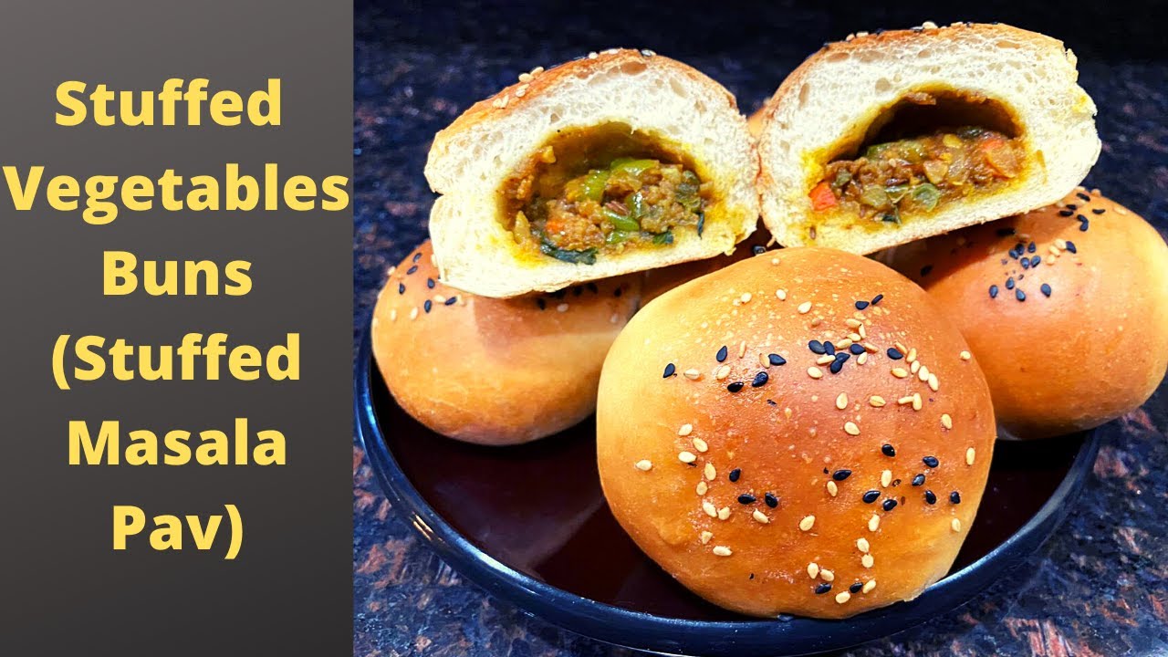 Vegetables stuffed Bun | Masala Bun | Stuffed pav recipe | Masala ...