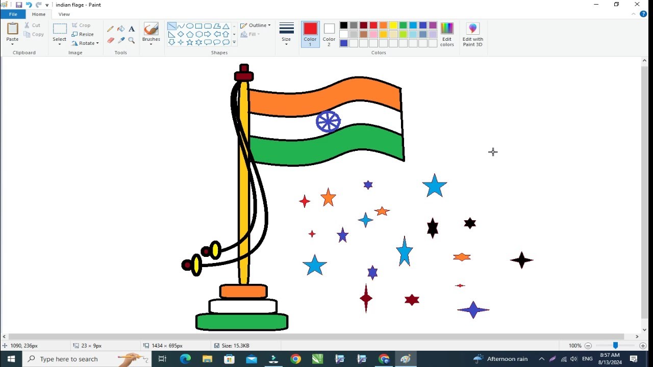 Ms paint me indian flage kaise bane !! how to make indian flage on ms ...