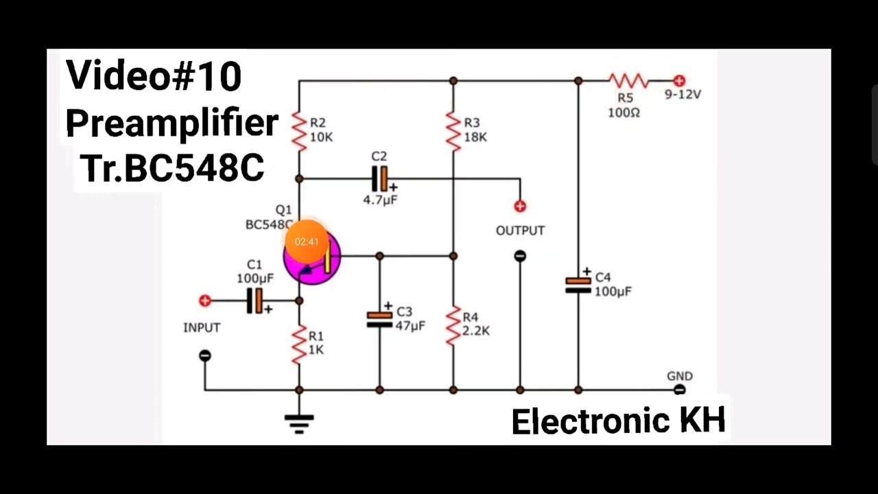 Video#10 Pre-Volume Preamplifier by tr. BC548C×1ប្រេអាំព្លីត្រង់ស៊ីស្ត័រBC548C1គ្រាប់ ...