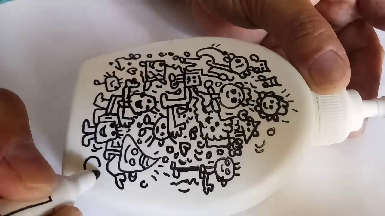 DOODLE di BOTOL Bekas Sabun Cair #doodle #doodleart #doodledrawing ...