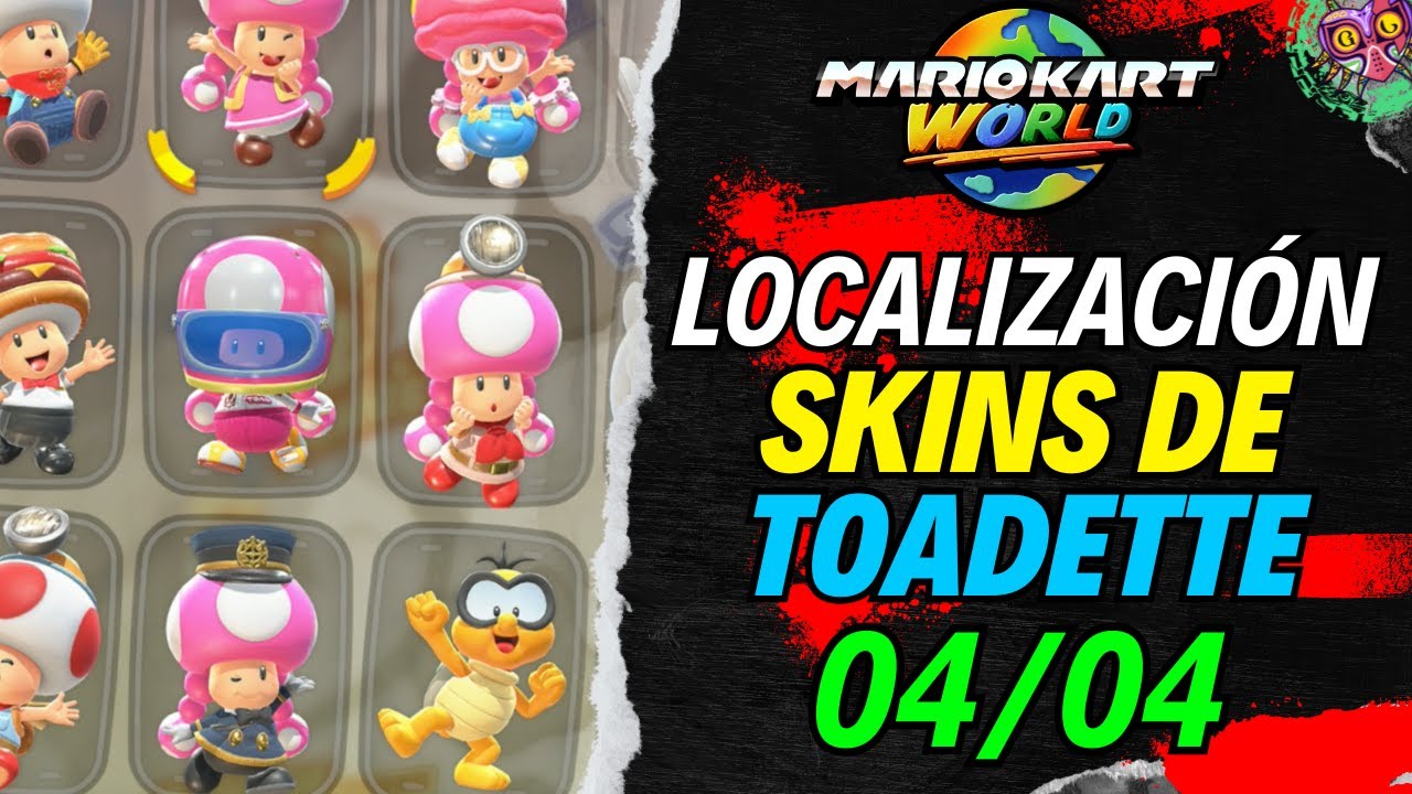 LOCALIZACIÓN de TODAS las SKINS de TOADETTE | GUÍA 100% | 💯Mario Kart ...