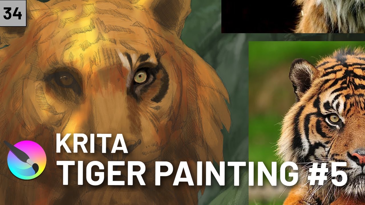 Krita Tutorial TIGER Painting Part 5 // Traditional + Digital LIVE - YouTube