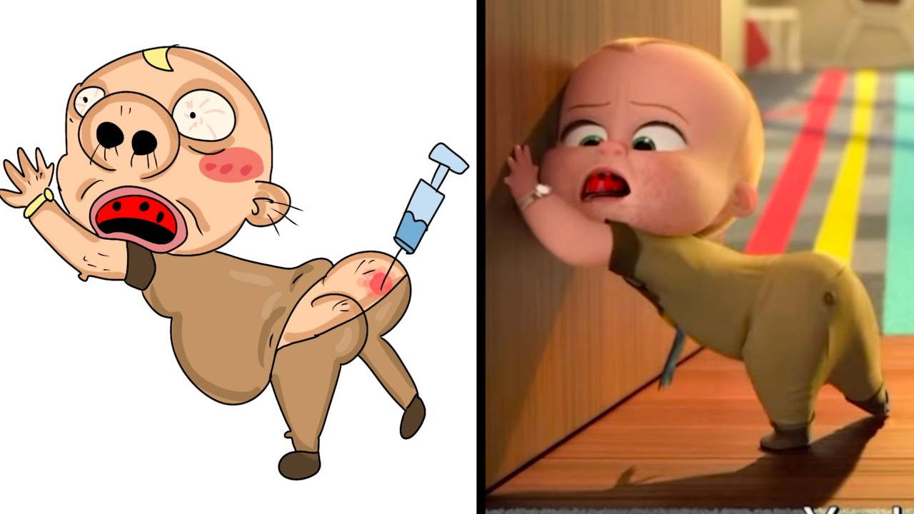 boss baby can't get rid of his beard But drawing meme - YouTube