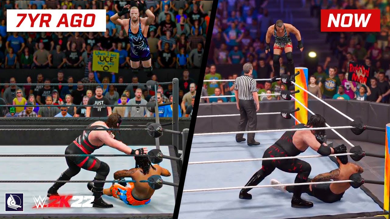 WWE 2K22 vs WWE 2K15 (epic comparison) - YouTube