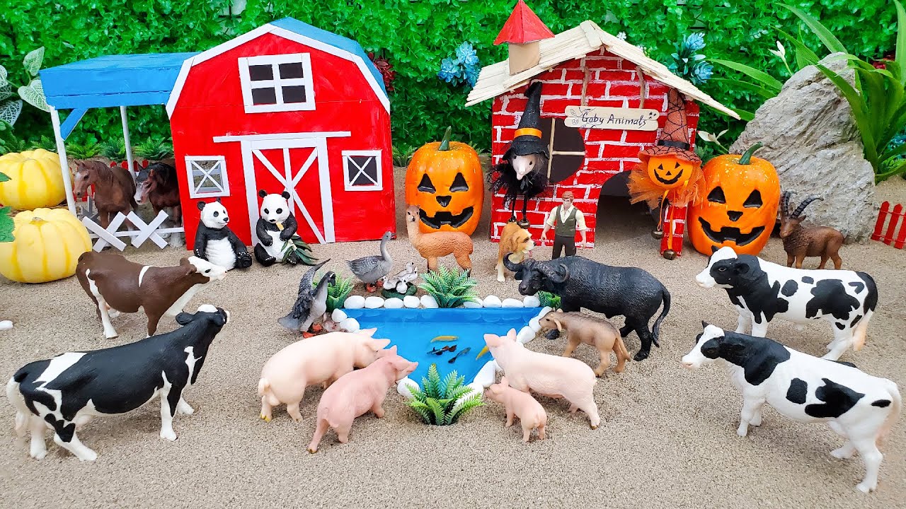 DIY how to make mini Halloween Cattle Farm - Cows, Horse Farm - House ...