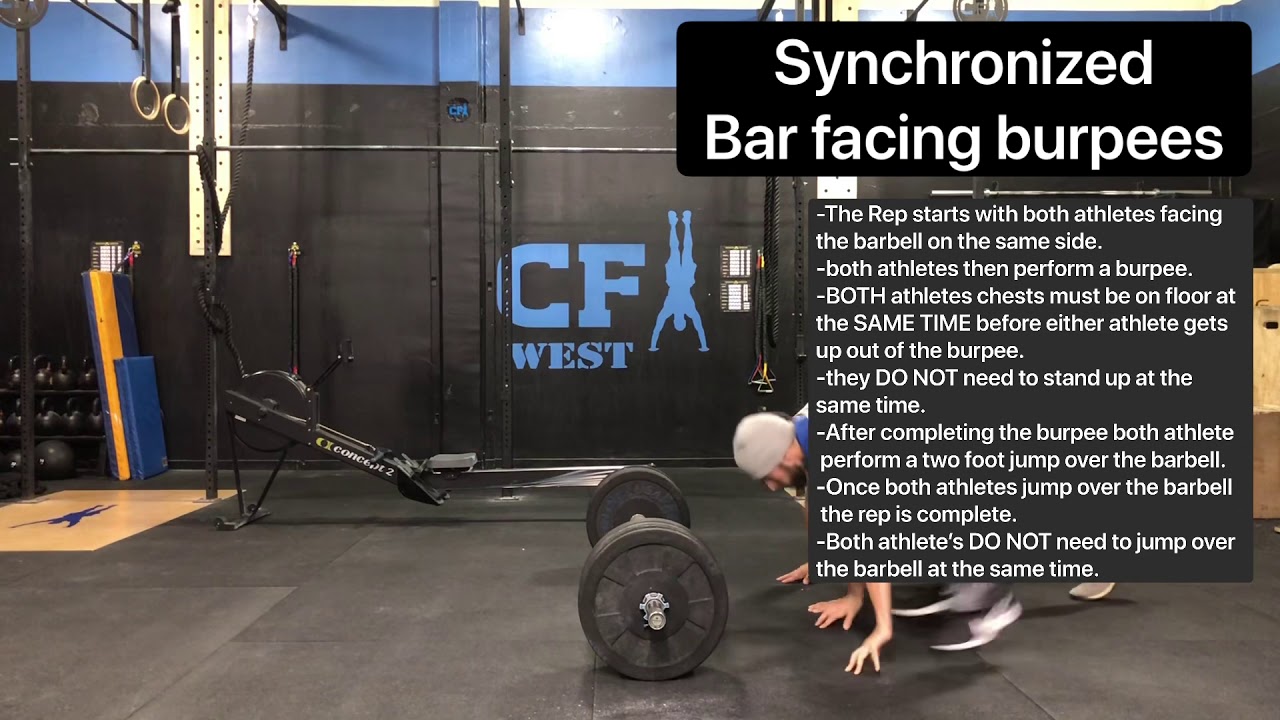 Synchronized bar facing burpees demo v1 - YouTube