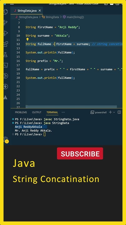 Java Tutorial For Beginners, (String Concatination), Java in Telugu, Java Strings, Java ...