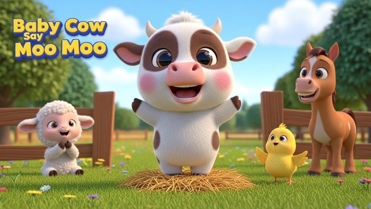 Baby Cow Say Moo Moo 🐄👶🎵 | Fun Animal Sounds Song for Kids & Toddlers 🌈 ...