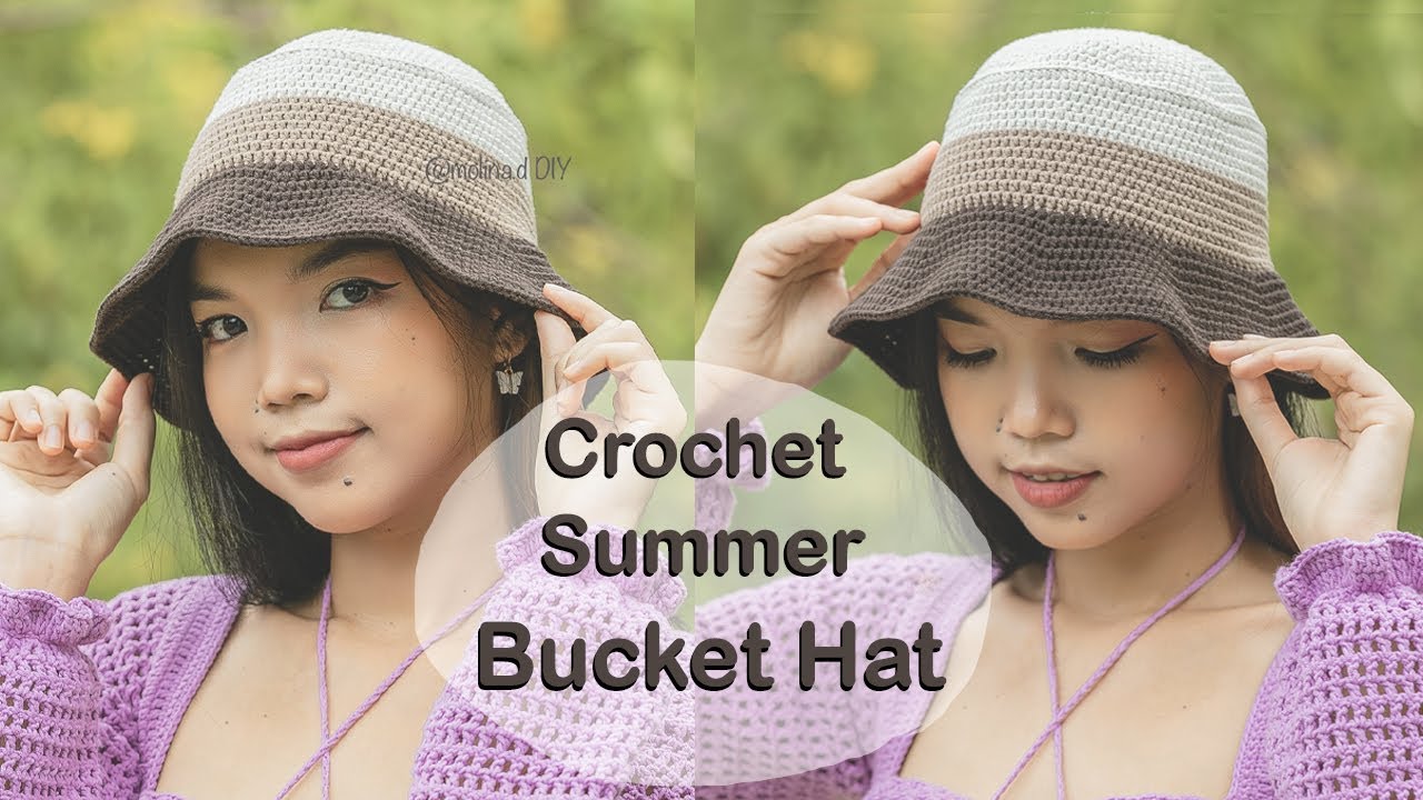 Easy Crochet Summer Bucket Hat Tutorial | Crochet 3Color Bucket Hat DIY - YouTube