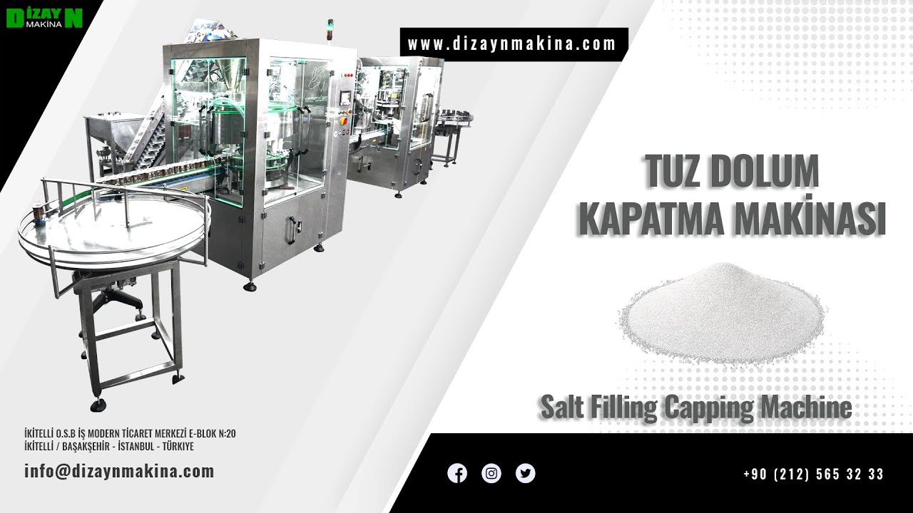 Tuz Dolum Kapatma Makinası - Salt Filling Capping Machine - YouTube