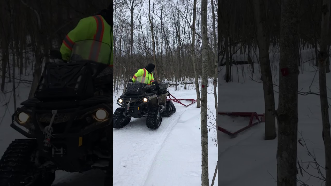 Atv winter trail grooming - YouTube