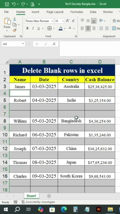 how to delete blank rows in excel #technology #education - YouTube