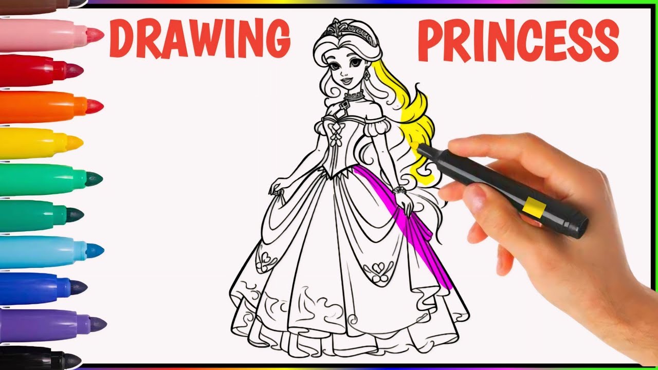 TUTORIAL MENGGAMBAR DAN MEWARNAI PRINCESS UNTUK ANAK ANAK - YouTube