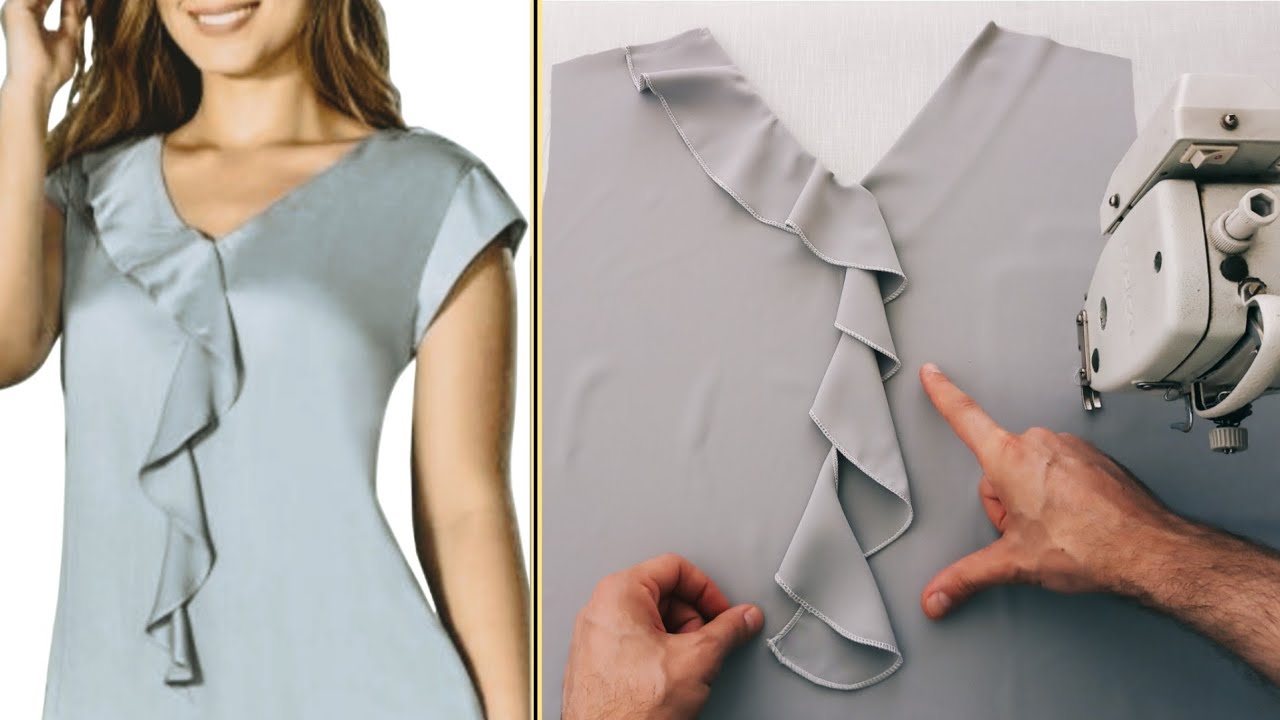 ⛔️ Useful Sewing Hacks and Lovely 💯 Easy Ways to Sewing Neck With Frill ...
