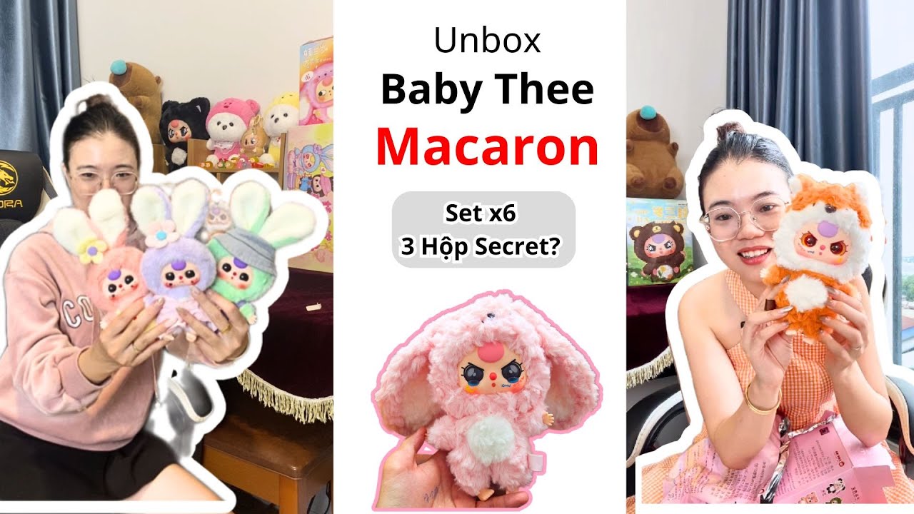 Unbox 3 Baby Three (bé ba) Thỏ Macaron Bunny Full Set x6 - YouTube