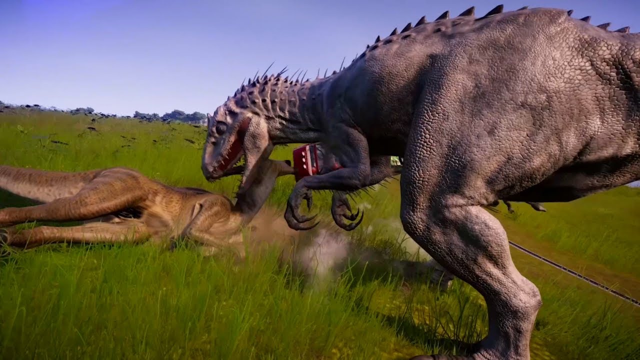 T-Rex Vs Indominus Rex Breakout & Fight - Jurassic World Evolution ...