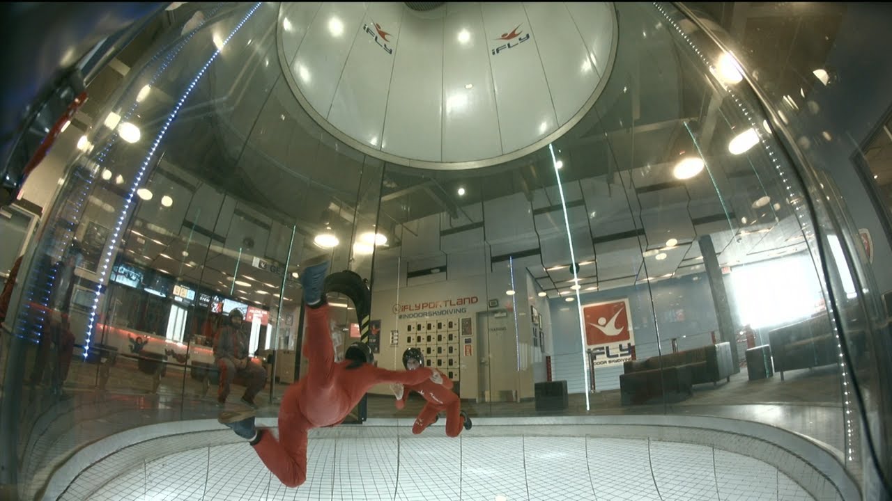 Indoor skydiving: back flying, walking, and barrel rolls (Nick 012 ...