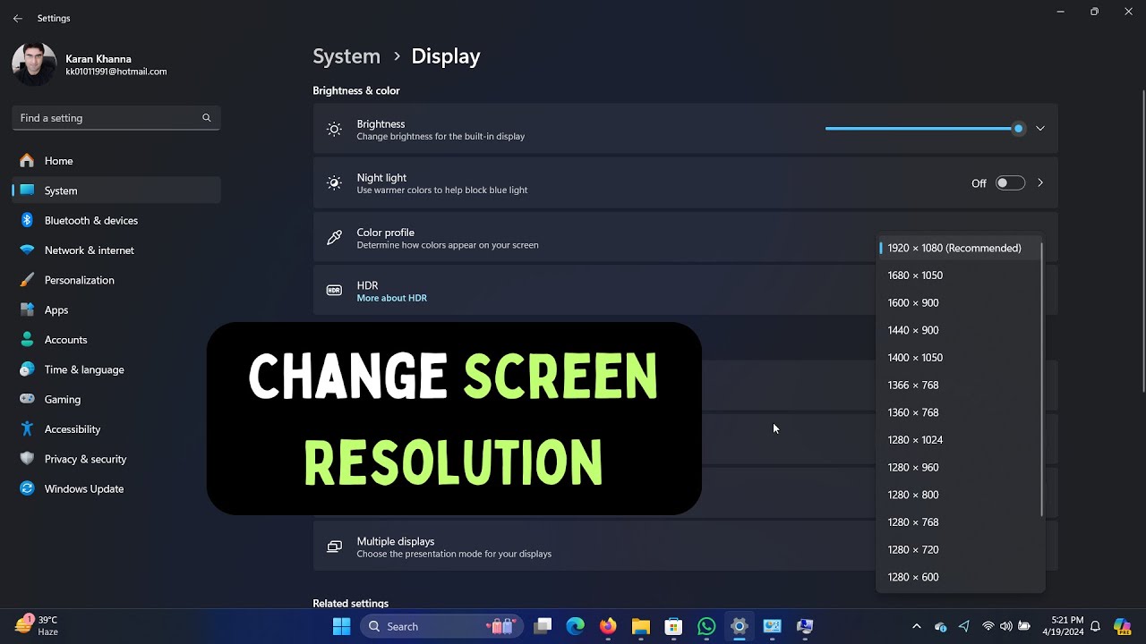 How to Change Screen Resolution in Windows 11 - YouTube