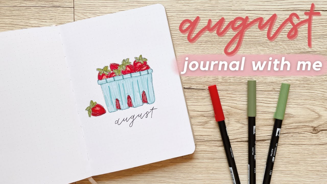 BULLET JOURNAL SETUP | august 2023 🍓🌱 (strawberry theme) - YouTube