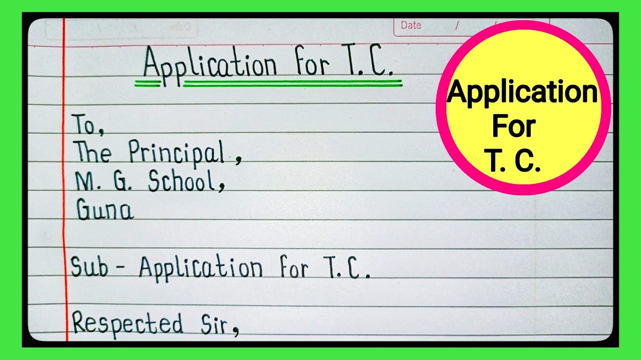 Application for Transfer certificate (T.C) in English // How to write ...