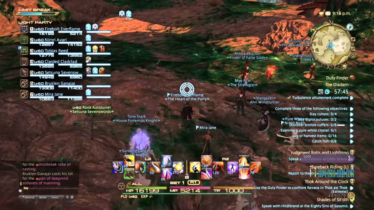 Final Fantasy XIV gameplay - The Diadem first run - YouTube