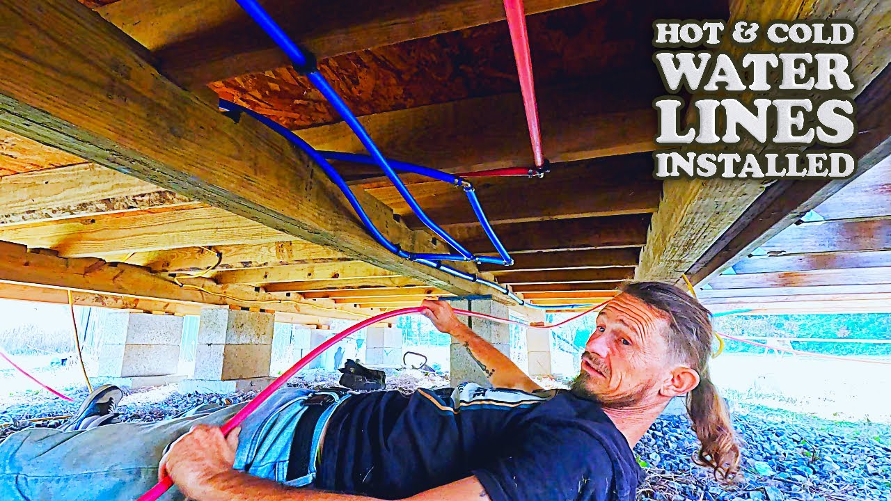 HOT & COLD WATER LINES ARE ROUGHED IN | work, couple builds, tiny house ...