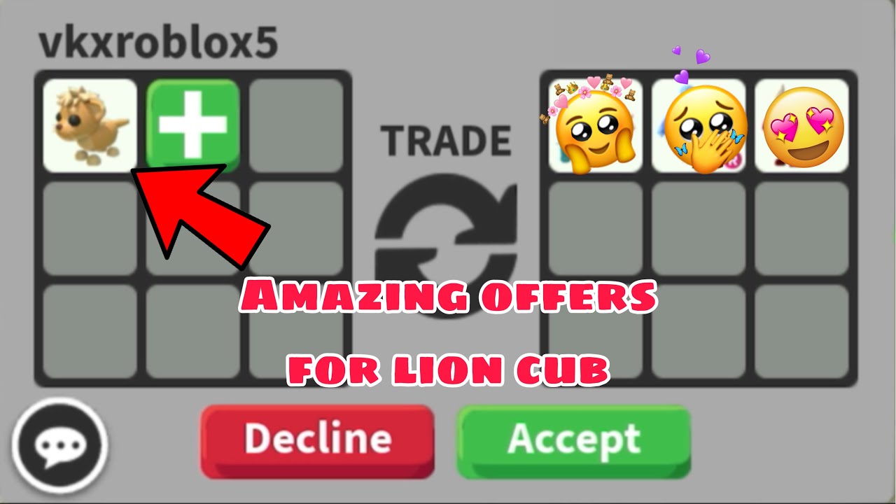 Trading new Lion Cub in adopt me - YouTube