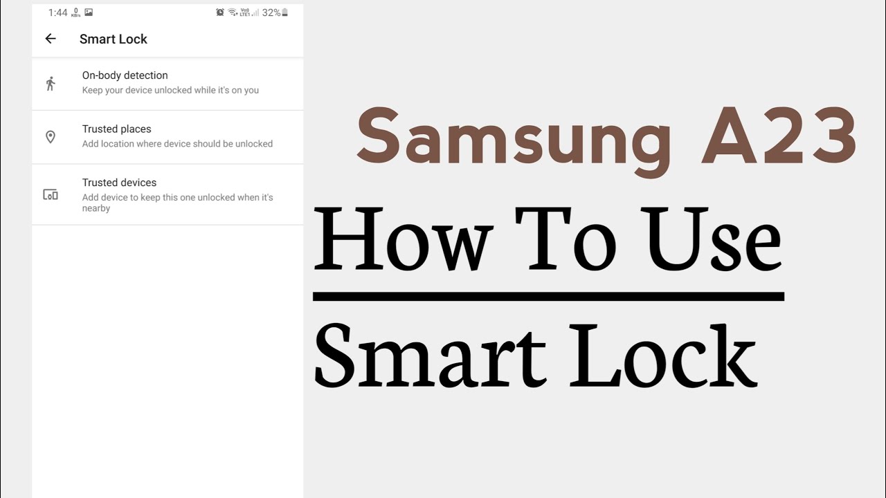 Samsung A23 How To Use Smart Lock - YouTube