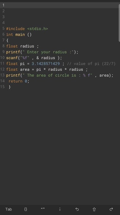 how to find the area of circle in c program #c coding #programming - YouTube
