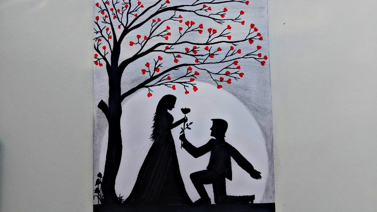 propose day special drawing Romantic Propose Scenery || How to draw ...