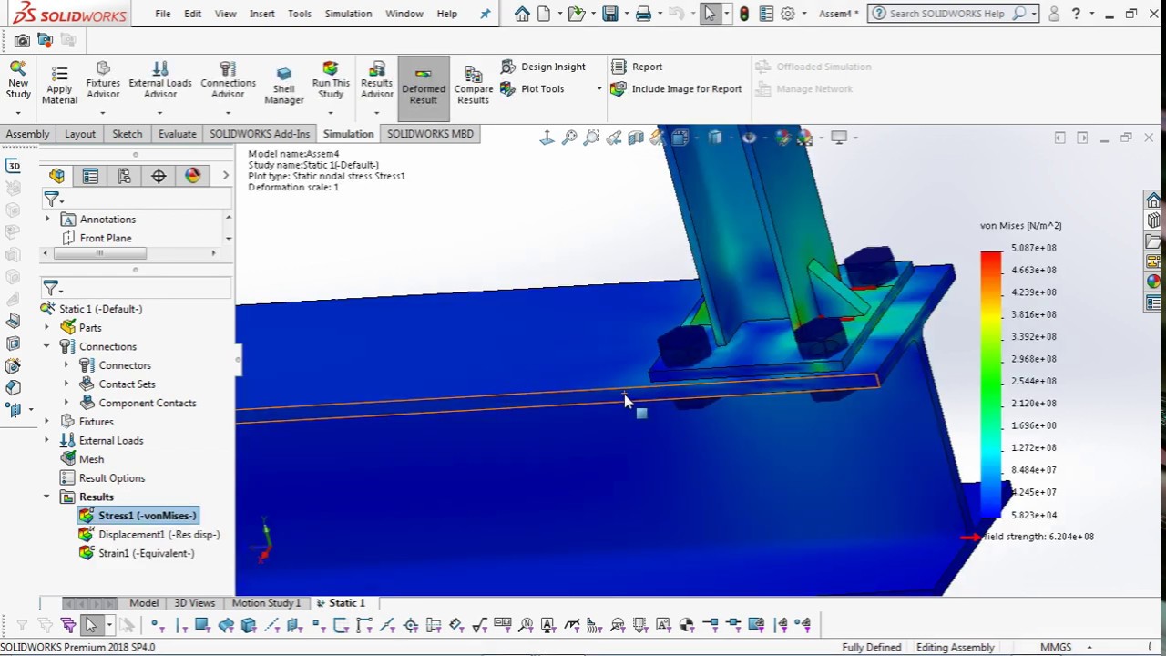 SOLID WORKS SIMULATION || EXAMPLE No 001 - YouTube