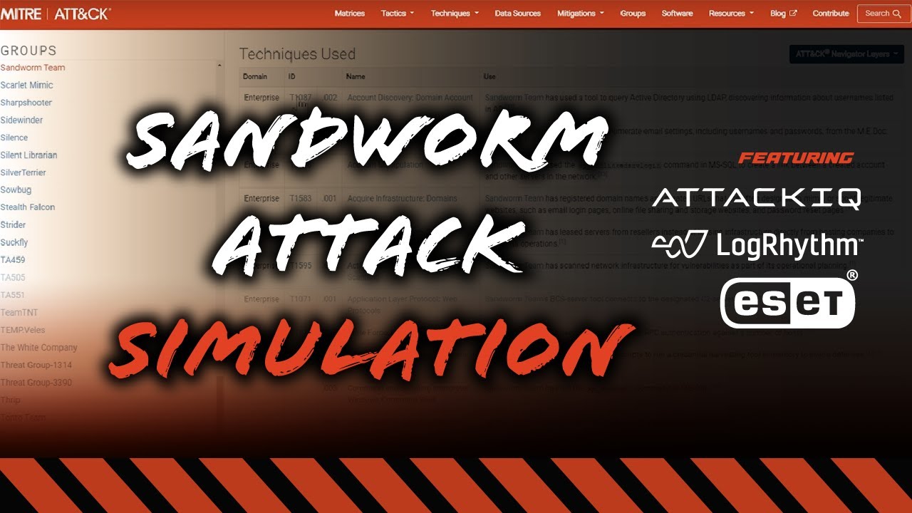 SANDWORM Attack Simulation with Attack IQ, ESET and LogRhythm - YouTube