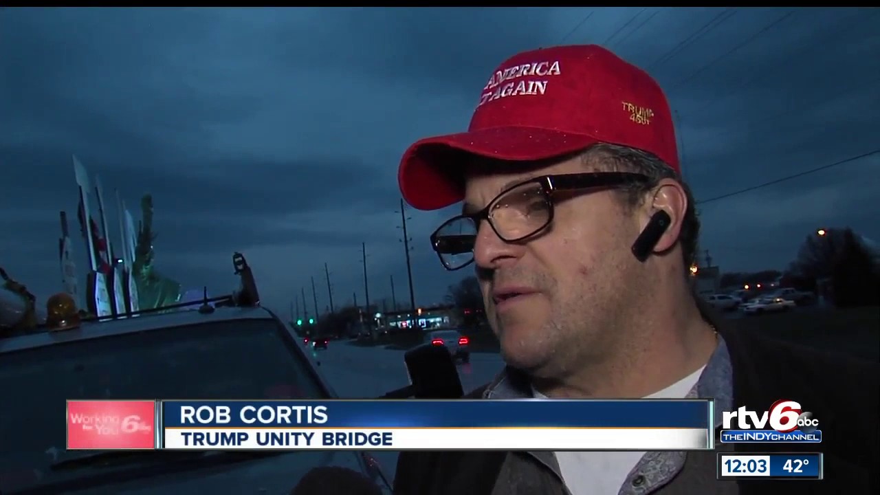 Man drives 'Trump Unity Bridge' though Indy - YouTube