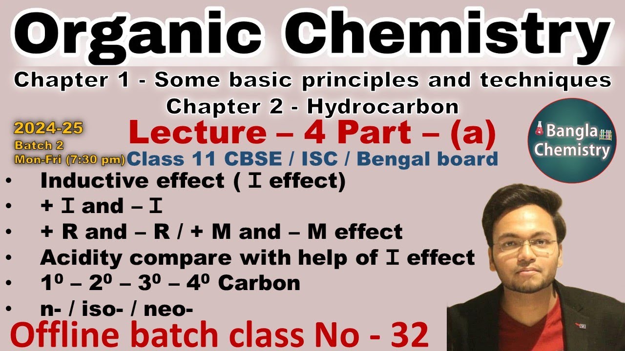 Organic chemistry Class 11 -L4(a)-Batch2- Inductive effect, R effect ...