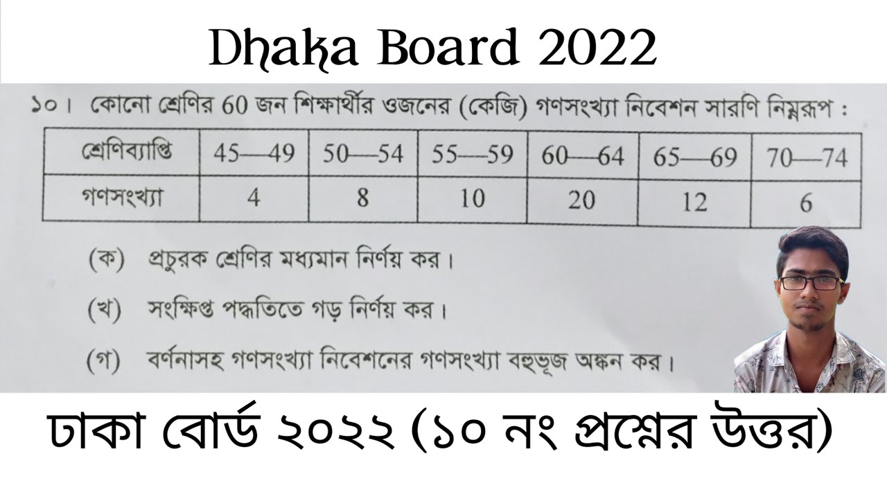 ঢাকা বোর্ড ২০২২(১০ নং প্রশ্নের উত্তর) SSC Math Dhaka Board 2022(Answer ...