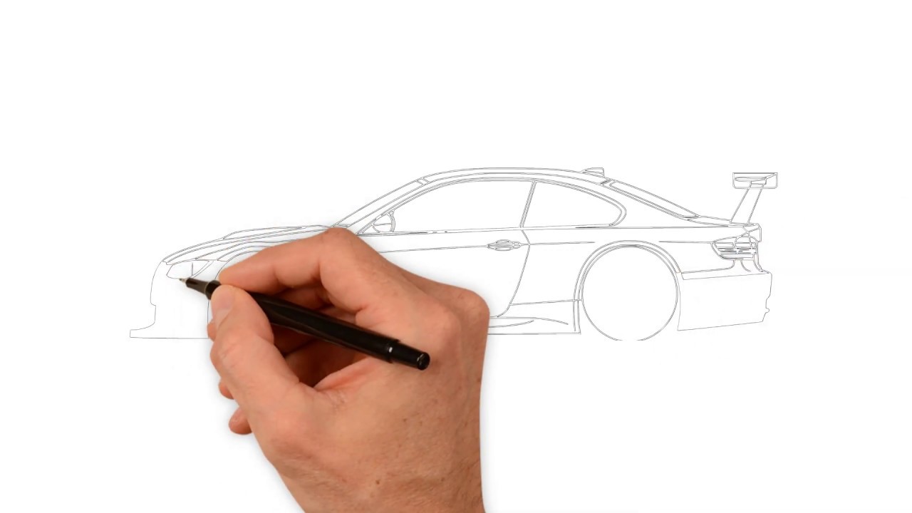 How to draw a BMW M3 GTR sketch - YouTube