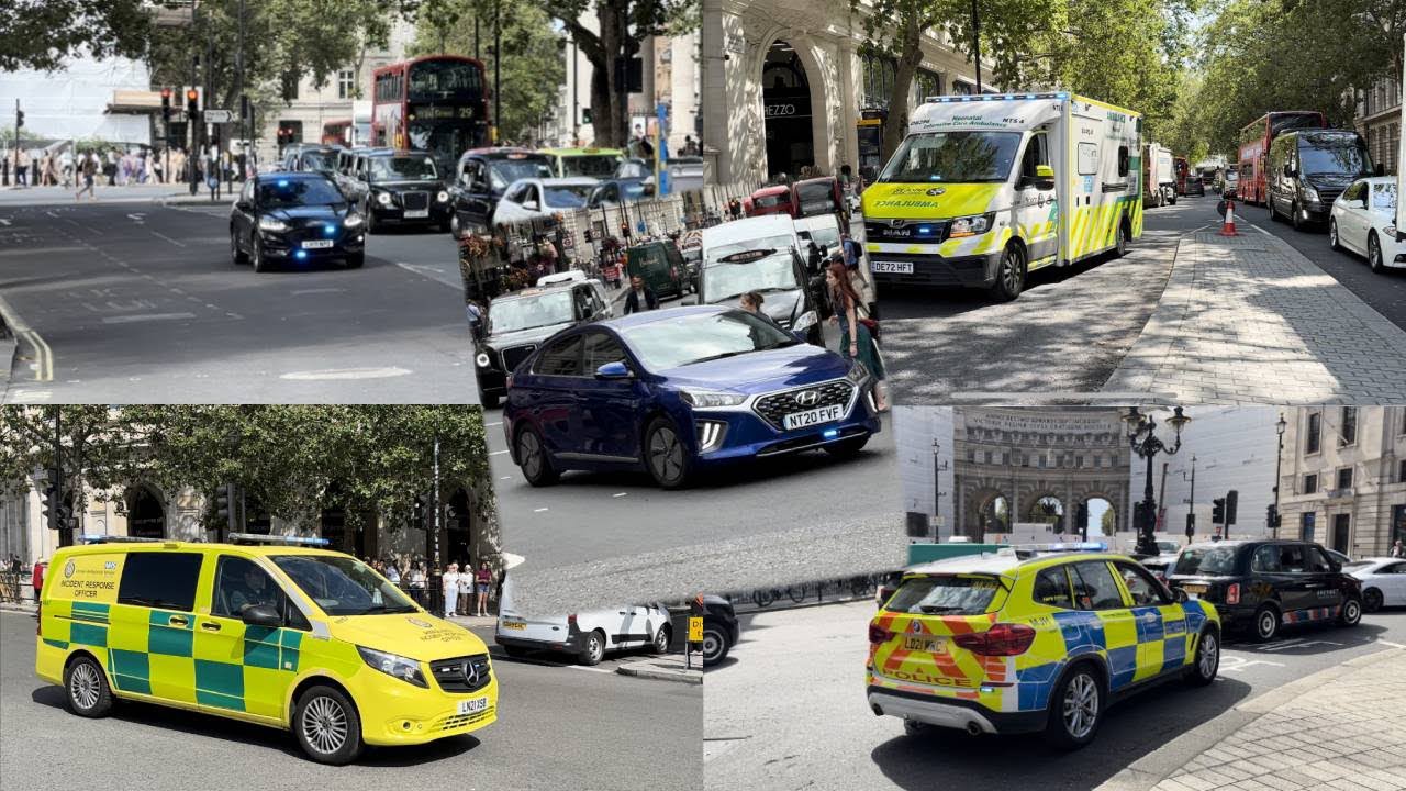 Various emergency vehicles responding through Lights + sirens - YouTube