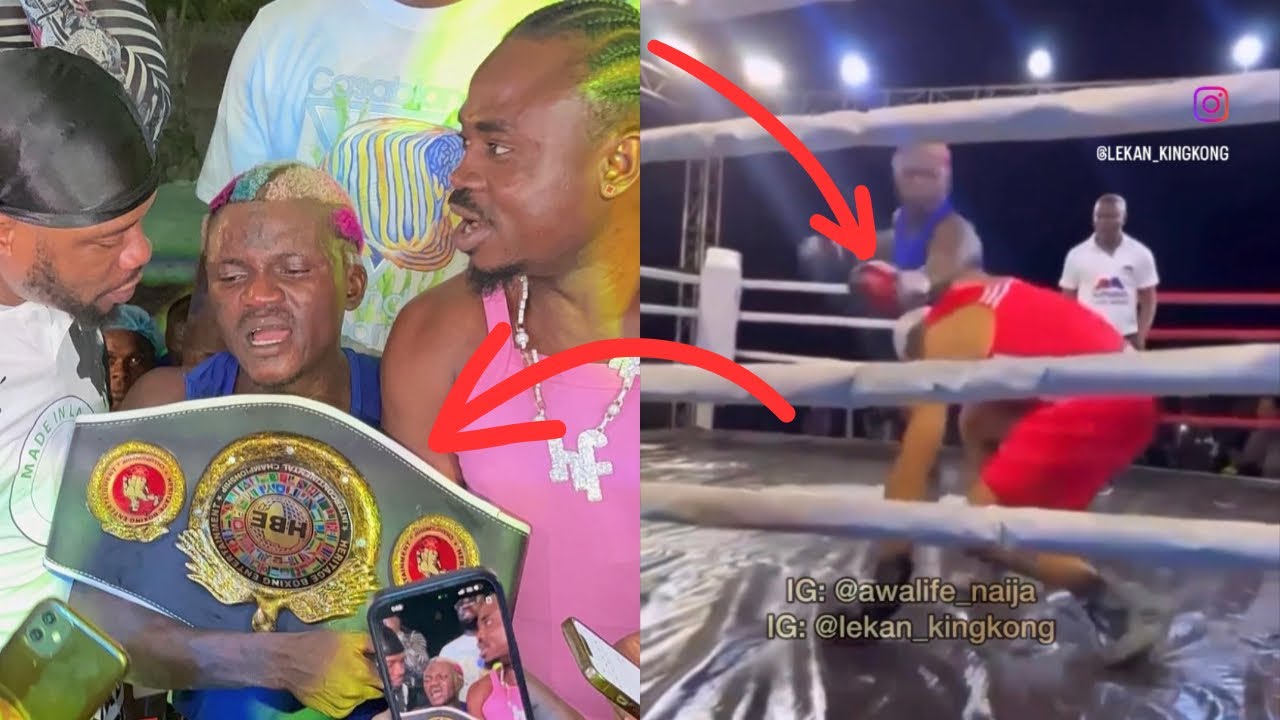Portable Defeats Charles Okocha in a celebrity boxing match on Boxing ...