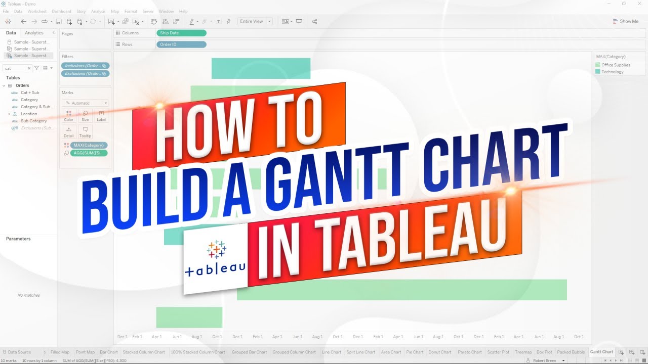 Tableau: Create a Gantt Chart using Start & End Dates (Scaffold) - YouTube