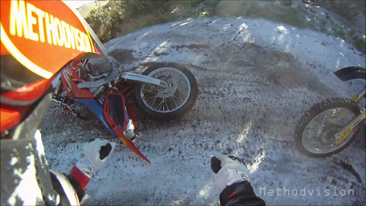 Dirt Bike Crash On The Snowy Trail Ride - CRF250R GoPro HD Helmet - YouTube