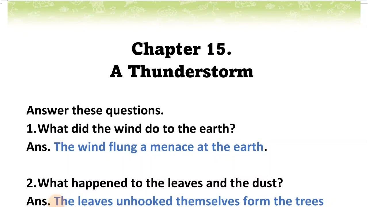 a thunderstorm poem by emily dickinson questions and answers class 6 ...