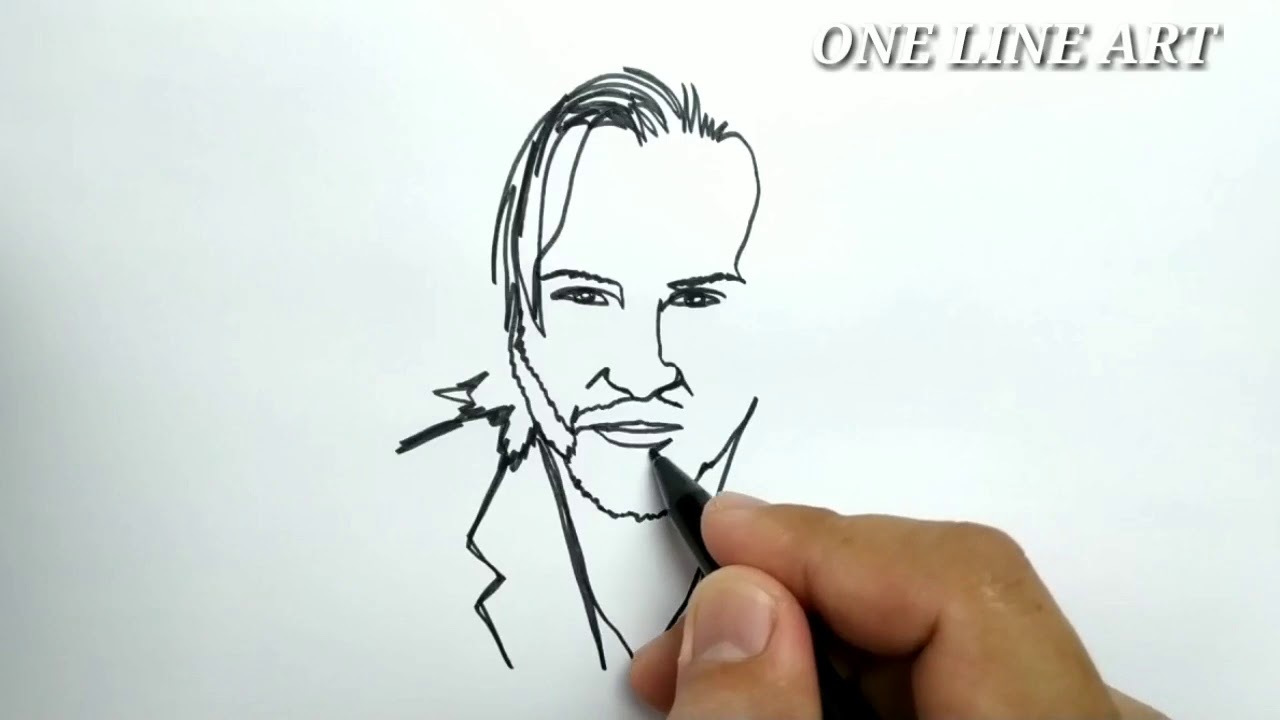 VERY EASY , one line drawing keanu reeves john wick / drawing by one ...