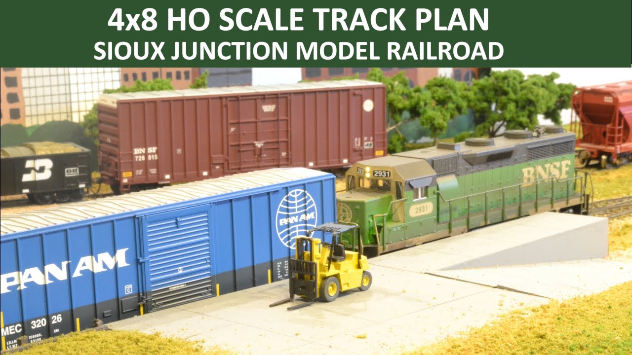 Sioux Junction HO Scale Model Railroad 4x8 Track Plan - YouTube
